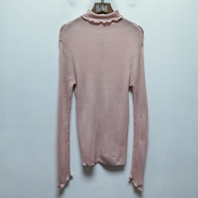 好物推荐设计感春秋款女装时尚休闲粉色百搭套头显白针织衫O269