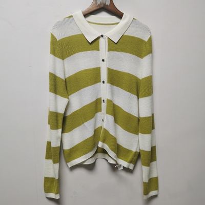 设计师样板2025秋季新款圆领条纹针织衫女慵懒风百搭开衫上衣3286