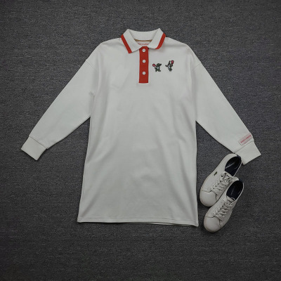 3998打网球的鱼 宽松版型撞色POLO刺绣连衣裙 棉质经典休闲连衣