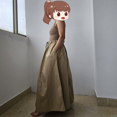 4646哥亚 女款防泼水防蚊户外松紧腰长裙子 含腰带半身裙 22AW