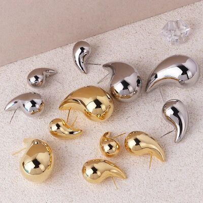 Vintage Gold Plated Chunky Dome Drop Earrings for Women