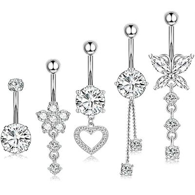 1PC Butterfly Heart Dangled Belly Button Rings Piercing