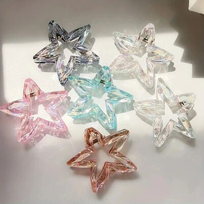 Crystal Candy Color Hairpin Five-Pointed Star Back of The