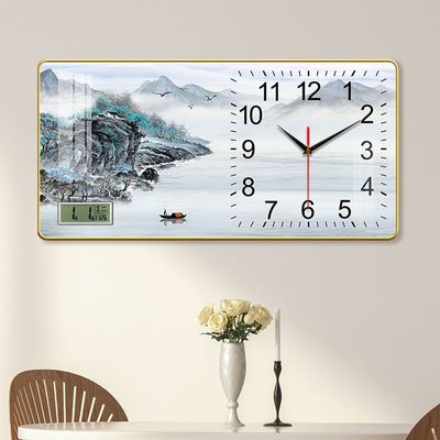 墙上挂钟日历客厅挂钟家用时钟挂墙家用挂钟静音走时石英表挂墙