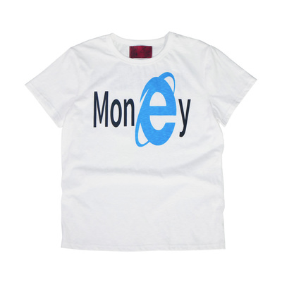 4AM 26SS设计感小众MONEY印花竹节棉短袖正肩T恤男女同款圆领上衣
