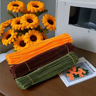 300pcs Nylon Iron Pipe Cleaners, Sunflower Bouquet Fluffy St