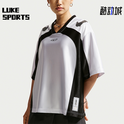 Nike/耐克正品女士LogoV领套头时尚经典短袖T恤IQ6138-101