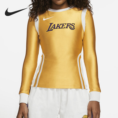 Nike/耐克正品女款湖人队印花拼接套头圆领卫衣DB9568-723