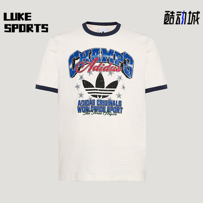 Adidas/阿迪达斯正品三叶草男士休闲印花经典运动短袖T恤LE7355