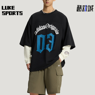 Adidas/阿迪达斯正品三叶草男士透气运动时尚字母短袖T恤KT3039