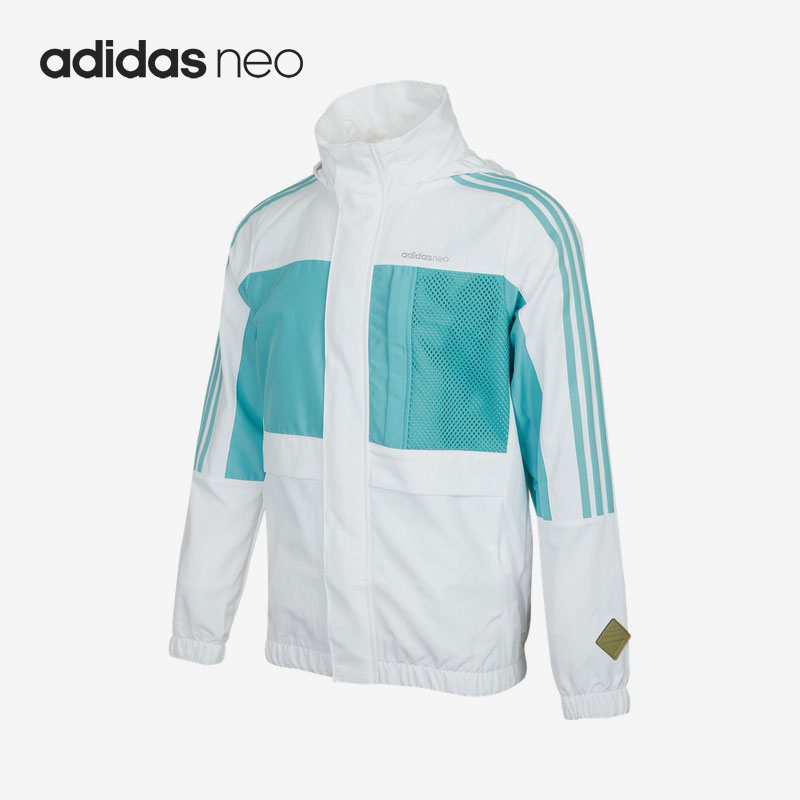 Adidas/阿迪达斯正品男子户外梭织连帽运动风衣外套 H55262
