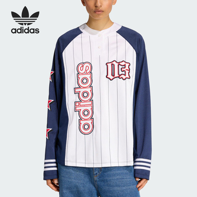 Adidas/阿迪达斯官方正品三叶草女士美式复古圆领套头长袖KC6283