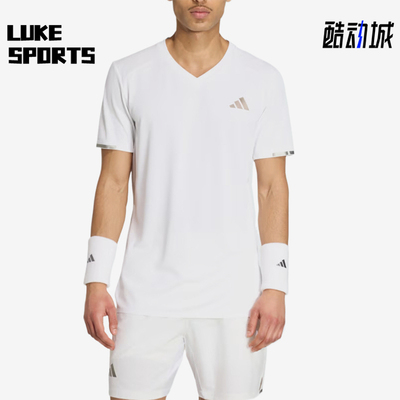 Adidas/阿迪达斯正品男士运动休闲透气短袖V领网球衣KF5001