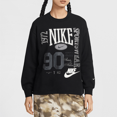 Nike/耐克正品2025年春季女士图案宽松保暖卫衣HF9492-010