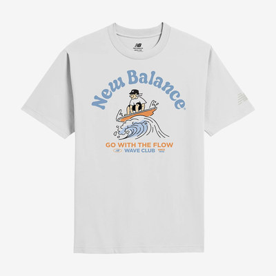 New Balance新百伦正品Big Wave男印花圆领宽松短袖T恤MT51877-WT