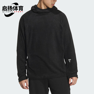 Adidas/阿迪达斯正品2025男士简约抓绒运动休闲连帽卫衣KR0473