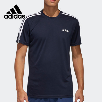 Adidas/阿迪达斯正品男子夏季条纹圆领运动短袖T恤 FL0357