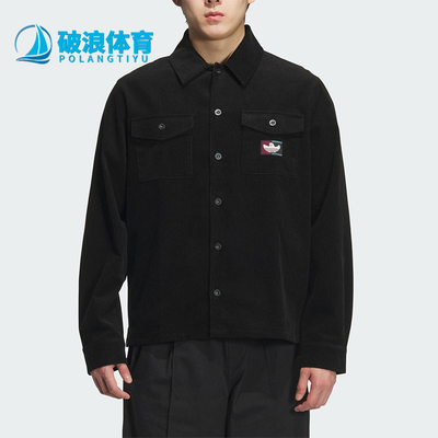 Adidas/阿迪达斯正品三叶草男士休闲翻领耐穿运动长袖衬衫KF9603