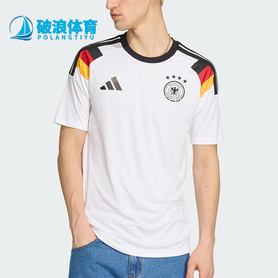 Adidas/阿迪达斯正品德国队新款男白黑色足球短袖球衣JZ4556