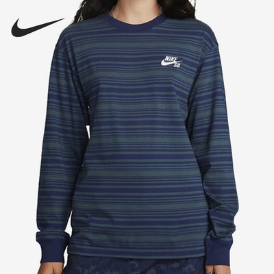 Nike/耐克正品秋季新款男子休闲条纹宽松圆领长袖T恤FN4644