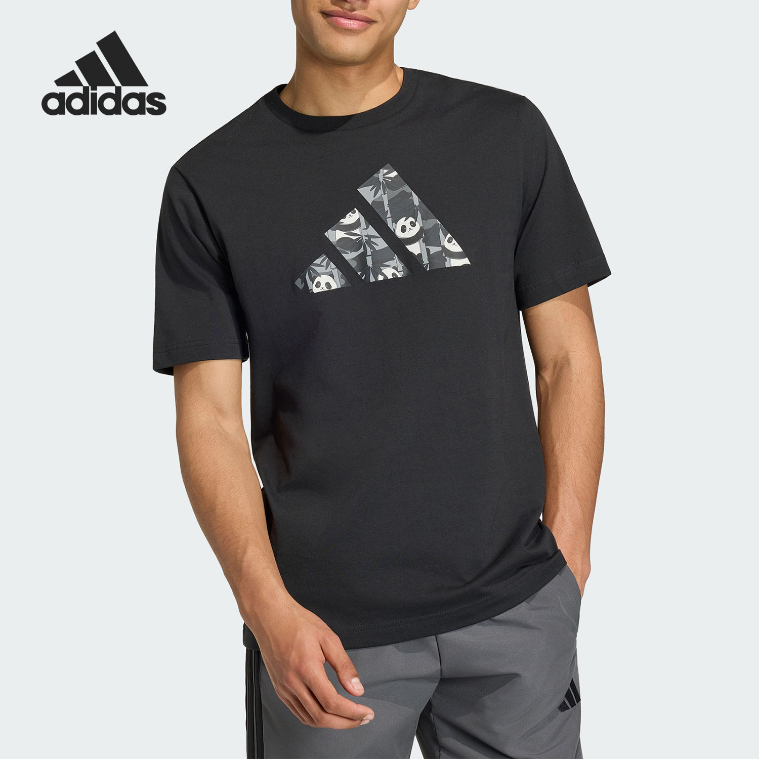 Adidas/阿迪达斯官方正品2026男士运动休闲舒适圆领短袖T恤KB4849