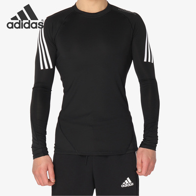 男子紧身长袖圆领运动T恤