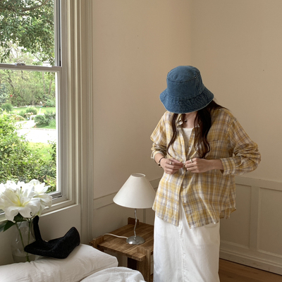 甜甜小众轻奢26年夏款韩国薄款格子防晒衬衫H6627