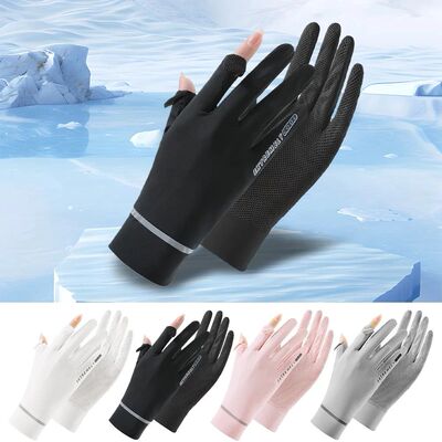 Lady Sunscreen Ice Silk Gloves Summer Sun Protection Gloves