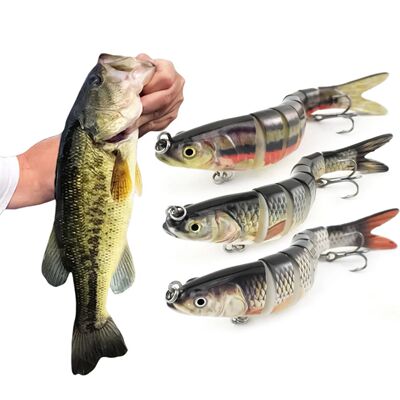 14cm 8 Section Hard Lure Bait Set 3PCS ABS Plastic Realistic