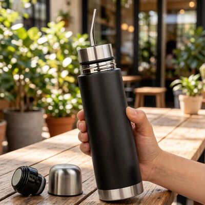 New Self-Serving Stainless Steel Mate Bottle, 2-in-1 Thermal