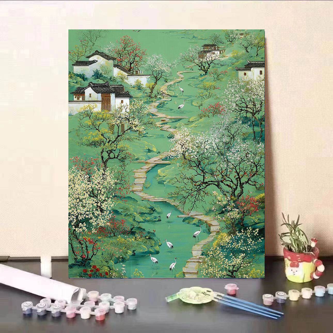 数字油画风景治愈系古风山水diy手工填色解压高颜值客厅画