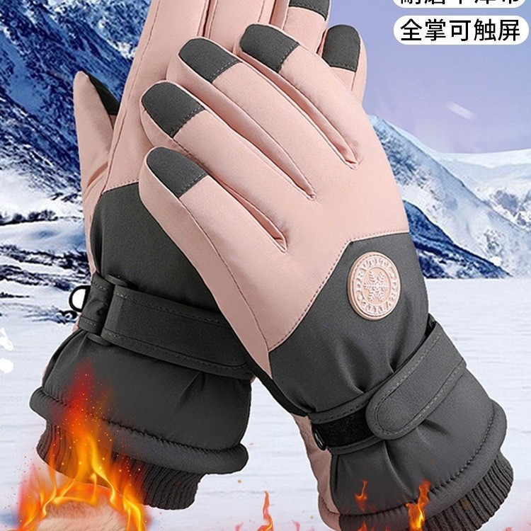 手套女冬季2025新款加绒加厚保暖防寒可触屏男防风电动车滑雪手套