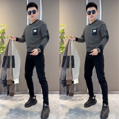 条纹BXBM潮流时尚套头卫衣