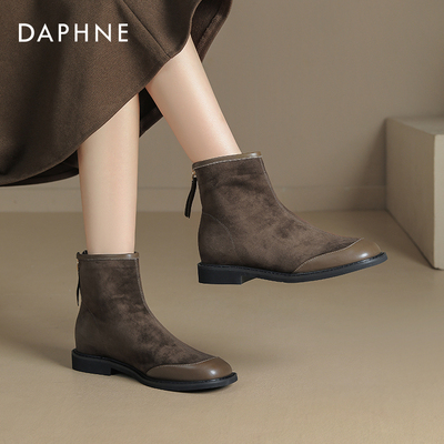 达芙妮拼接短靴复古平底马丁靴冬