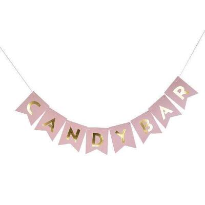 Candy Bar Fishtail String Flag Pink Golden Banner Wedding