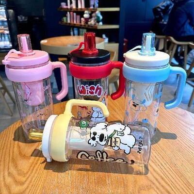 Portable 800ml Straw Cups Plastic Leakproof Water Cup Food