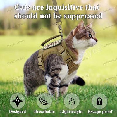 Cat Harness AdjustableTactical Harnesses vest Leash Set,Walk