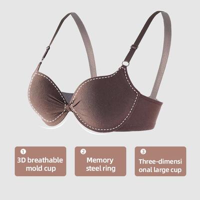 Cotton Gathered Bra for Women Sexy Deep V Brassiere Push Up