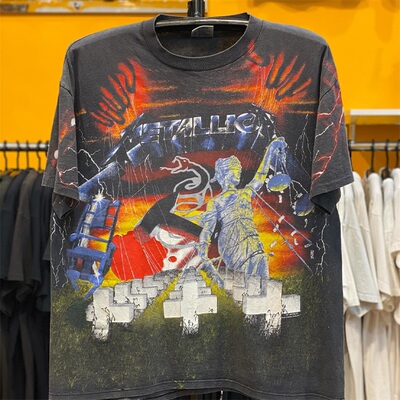 METALLICA摇滚乐队嘻哈大码短袖