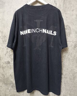 NIN九寸钉罕见！美式复古重磅高街嘻哈rapper穿搭短袖T恤破洞做旧