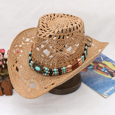straw hat sun block big brim seaside beach hat波西米亚镂空