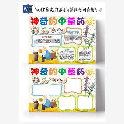 关注神奇的中草药小妙招知识简报小学生手抄报小报模板电子版小学