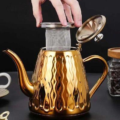 1.8L Tea Pot with Filter Gold Thicker Stainless Steel Water