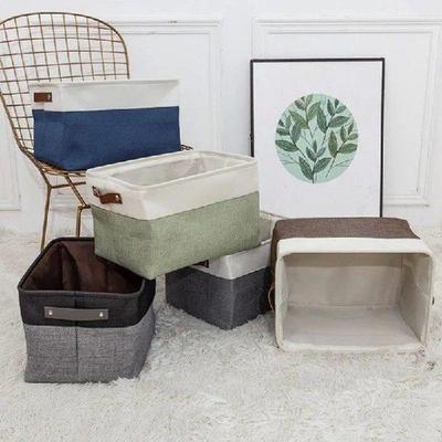 3 Pack Foldable Storage Bin Rugged Canvas Fabric Cube