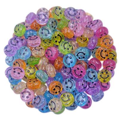 20Pcs 10mm Transparent Acrylic Spaced Beads Smile Face Beads