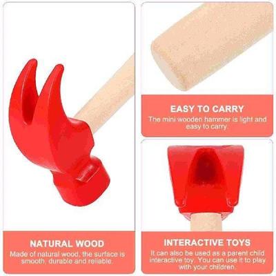 3 Pcs Wood Hammer Toy Kids Maintenance Tool Simulation