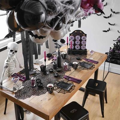 Halloween Table tablecloth, Black Lace Spider Web Table Runn