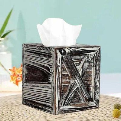 Wooden Tissue Box Modern Wood Tissue Holder for Farmhouse