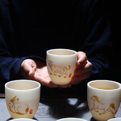 12 Zodiac Ceramic Teacup 100ml Chinese Traditional Kung Fu