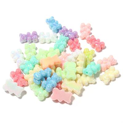 10-50pcs Color Bear Acrylic Beads Transparent Cute Gummy Bea